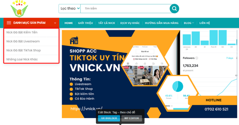 Mua nick Tik Tok - Shop mua bán acc TikTok mở live, Shop, BKT